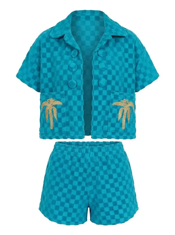 NUR KARAATA Miami Muse Short Set - Blue