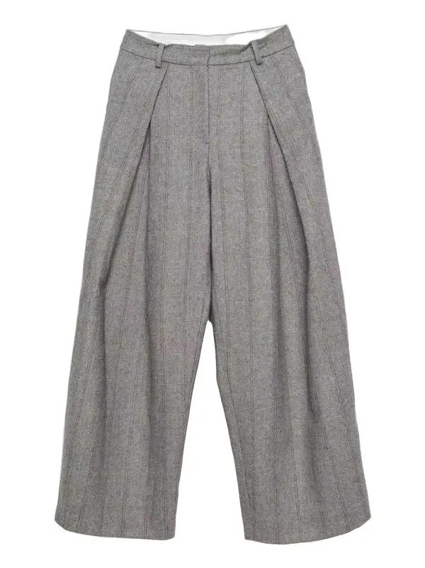 MUTE BY JL Hayes Herringbone Tweed Wide Leg Pants - Grey