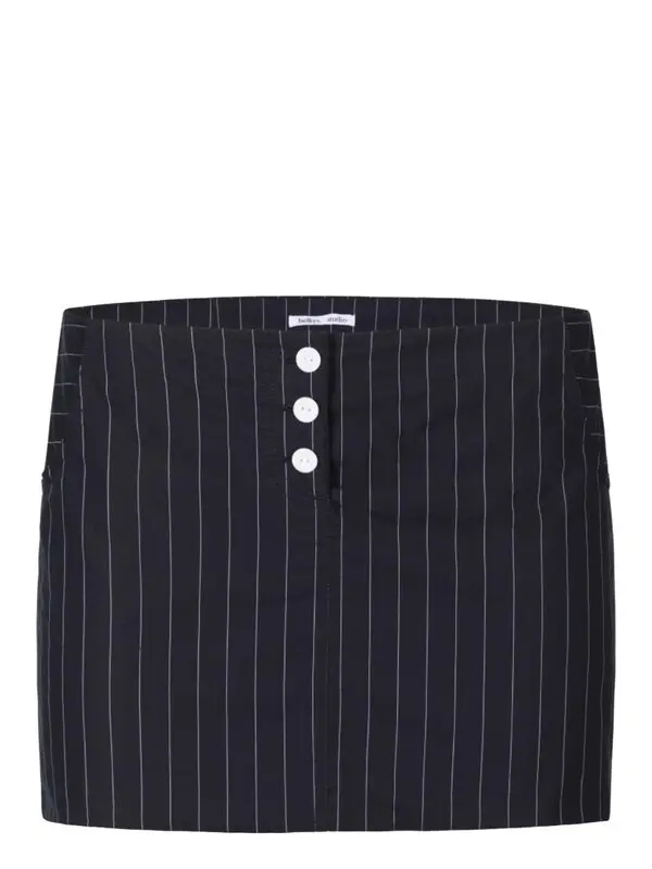 BELKYS STUDIO Jacqueline Mini Skirt In Pinstripe Cotton Poplin - Blue