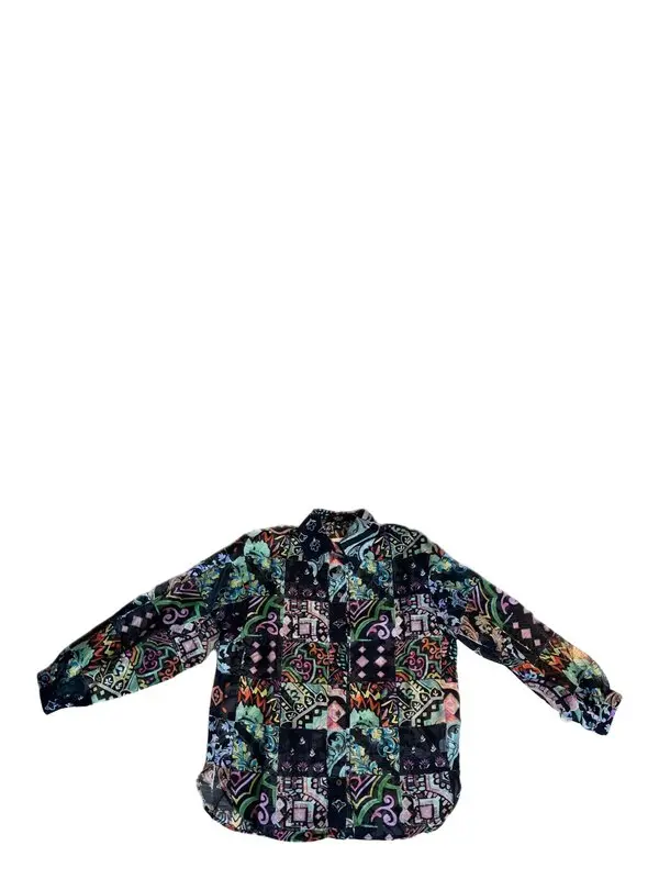 INTROVERTIE VIENNA June Silk Linen Blouse Azulejo - Black