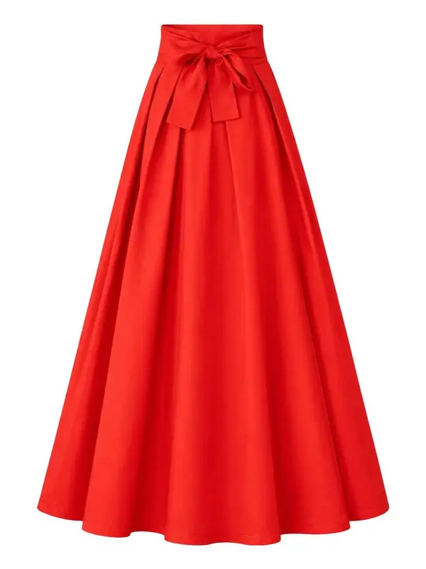 NIKKA PLACE Cotton A-line Skirt With High Waist - Red