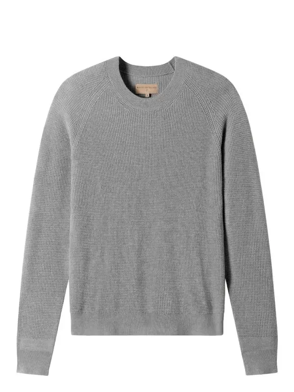 WESTON JON BOUCHER Valen Waffle Knit Cashmere And Wool Fitted Lightweight Sweater - Grey