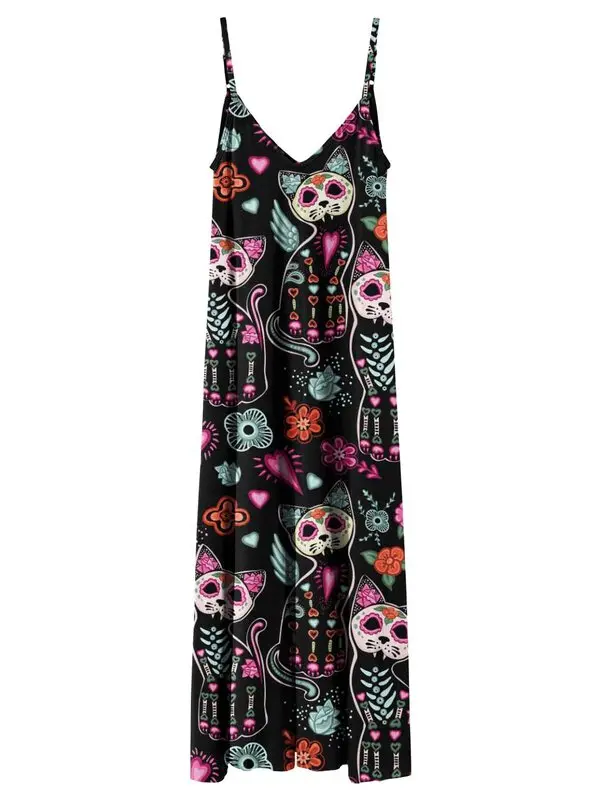 ALOHA FROM DEER Cat Skeleton Maxi Dress - Black/purple