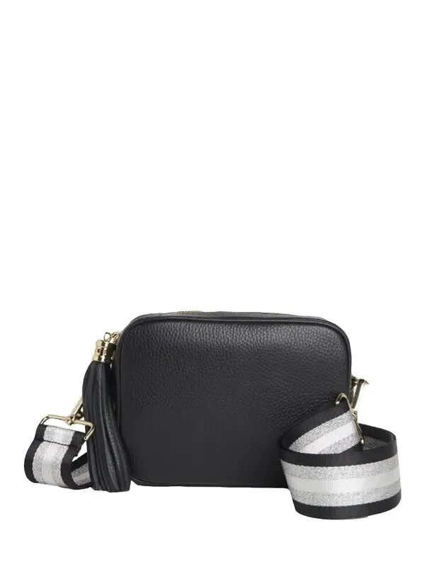 BETSY & FLOSS Verona Crossbody Tassel Bag With & Silver Sparkle Strap - Black