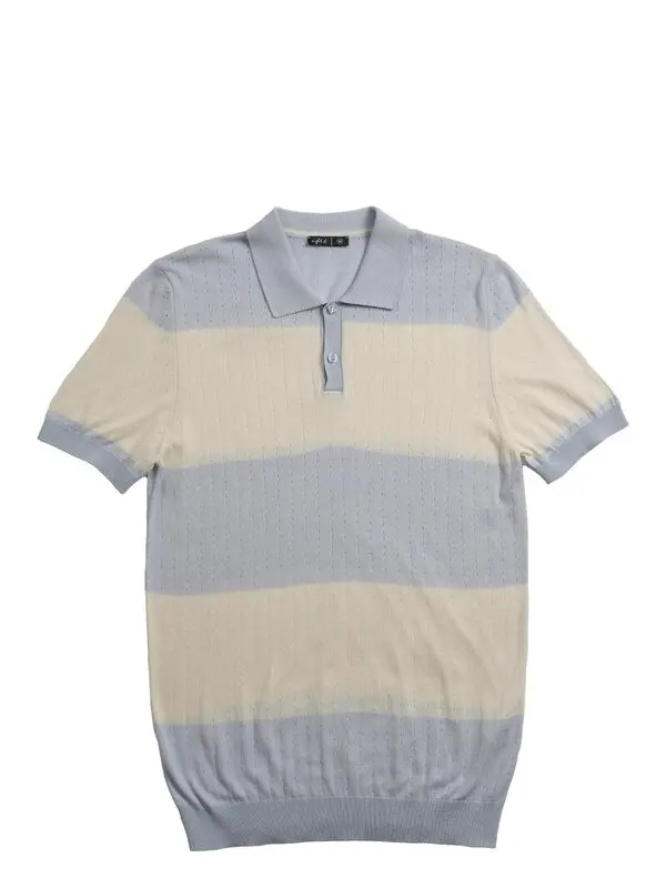 EIGHT X Blue / White Gondola Knit Polo Light Blue - Blue/white