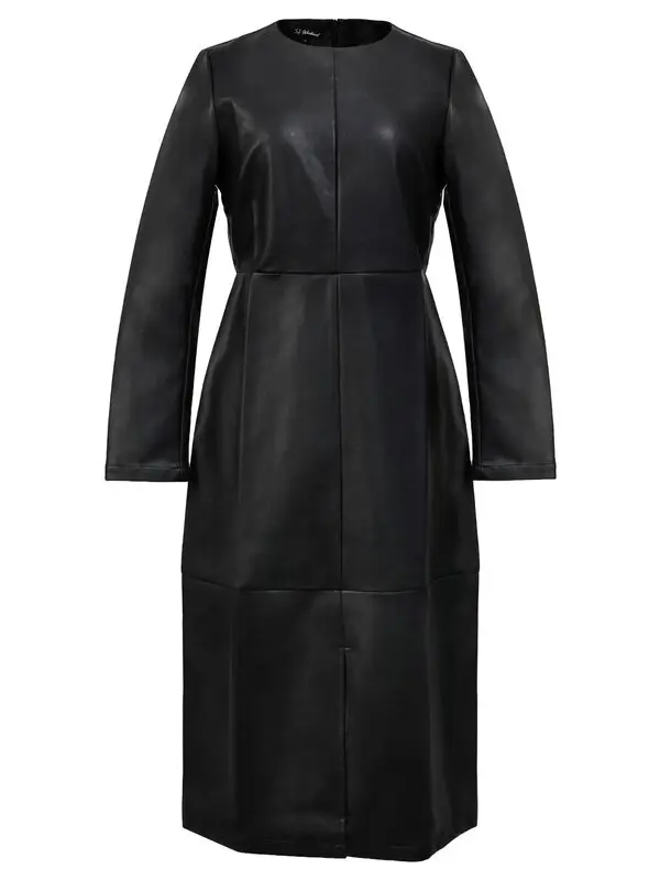 SMART AND JOY Pu Long Sleeves Dress - Black