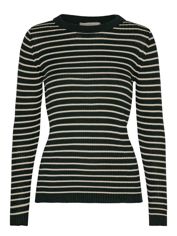 GROBUND Hanna Rib Knit The One In Dark With Stripes - Green