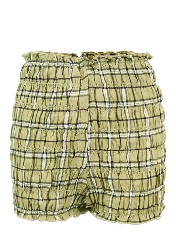 AMY LYNN Danica Plaid Shirred Shorts - Green