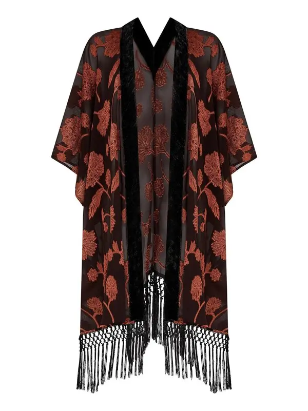LITTLE LIES Venus Fringed Kimono - Black