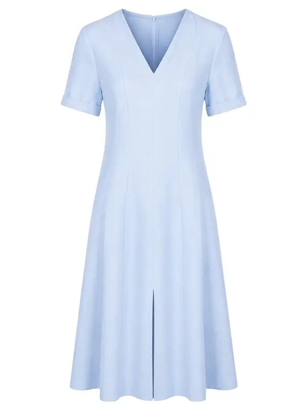 OH!ZUZA NIGHT&DAY Echo Viscose Midi Dress Short Sleeve With Pockets Light - Blue