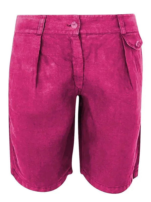 Haris Cotton Linen Bermuda With Zip And Button Pomegranate - Red