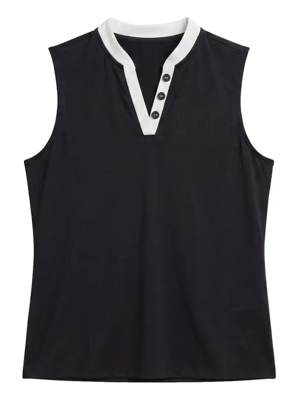 ALTRA VOLTA Polo Sleeveless Top - Black
