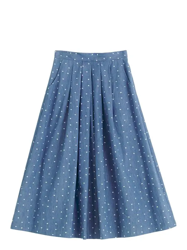 LOUCHE Pasadena Flower Dot Midaxi Skirt - Blue