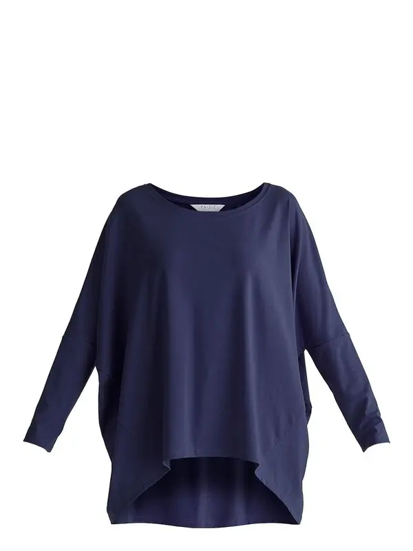 PAISIE Wide Neck Oversized Lyocell Jersey Top In Navy - Blue