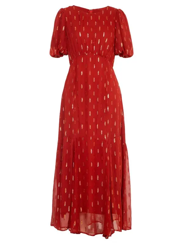 ROSE & NANCY Hazel Sparkle Tan Maxi Dress - Brown