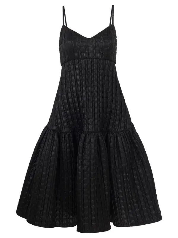 MIRIMALIST Puff Quilted Voluminous Midi Dress - Black