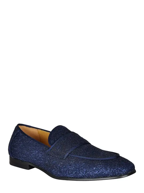DAVID WEJ Alberto Floral Glitter Loafers Navy - Blue