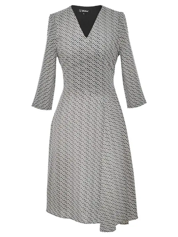 SMART AND JOY Crossed Draped On Side Skater Dress - Grey