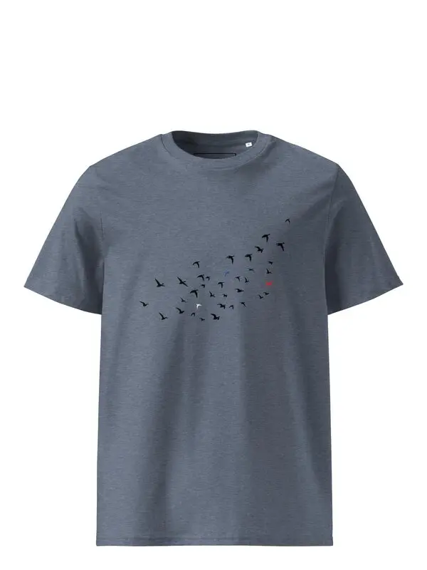 ANCHOR & CREW Heather Birds Where's William Going? Organic Cotton T-shirt - Blue