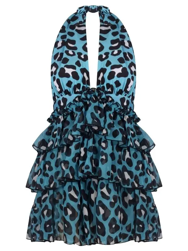 NUR KARAATA Bellano Leo Dress - Blue
