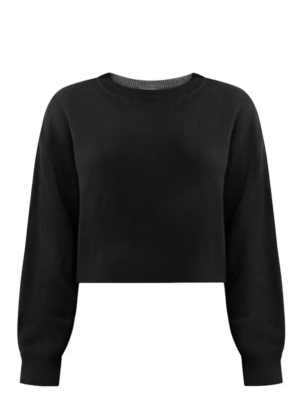 KNOWN SUPPLY Drop Shoulder Cropped Sweater Andra - Black