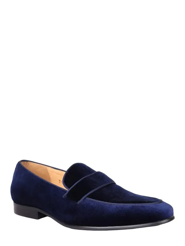 DAVID WEJ Alfred Velvet Loafers – Navy - Blue
