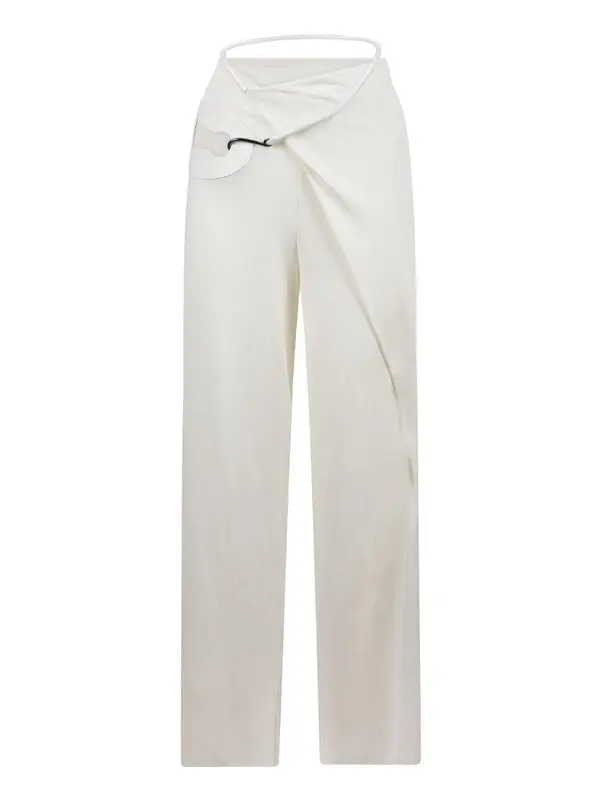 BIANCA RESORTWEAR Nara Wrap Trousers In Ivory - White