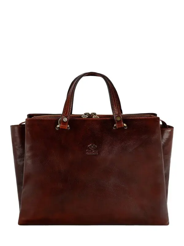 TIME RESISTANCE Leather Tote Bag Shoulder Bag – The Scarlet Letter - Brown