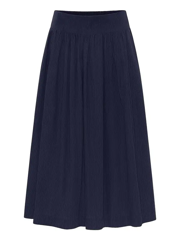 GROBUND Mette Skirt The Long One In Navy Corduroy - Blue
