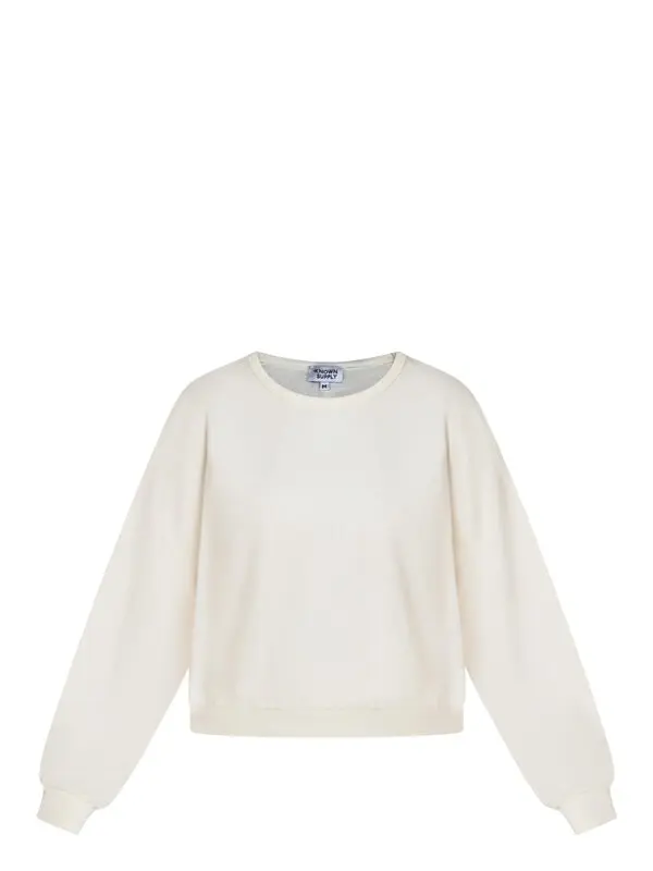 KNOWN SUPPLY Boxy Cotton Crewneck Ada Pearl - White