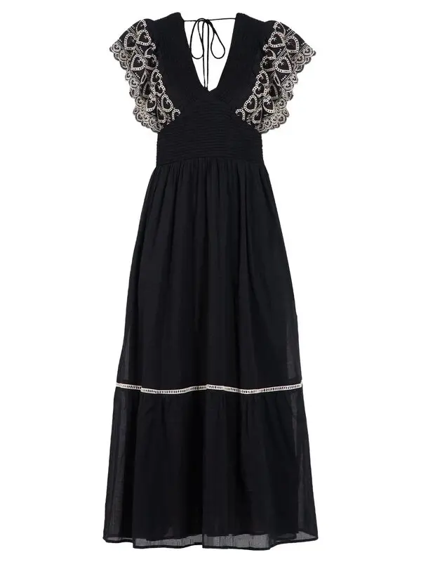 ROSE & NANCY Eleanor Dress And White Heart Embroidered - Black