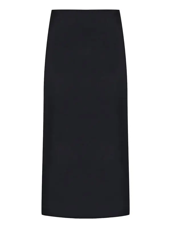 MAVLO Satin Midi Pencil Skirt - Black