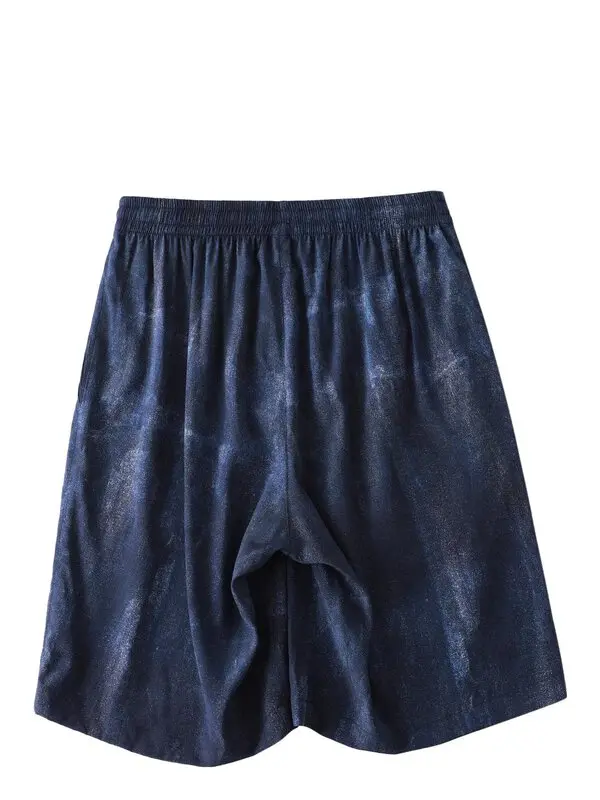 SOFT STROKES SILK Pure Mulberry Silk Tie Dye Printed Shorts - Blue
