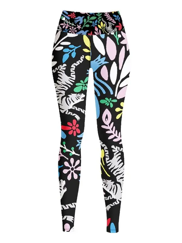 JESSIE ZHAO NEW YORK High Waist Yoga Leggings In Night Flowers - Black