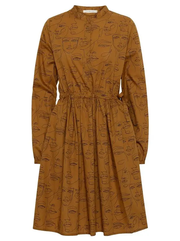 GROBUND Sigga Dress The One With Buttons In Cognac - Brown