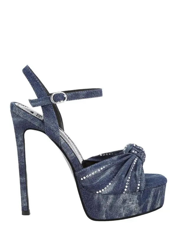 RAG & CO Margala Knotted Rhinestone Embellished Sandals In Denim By - Blue