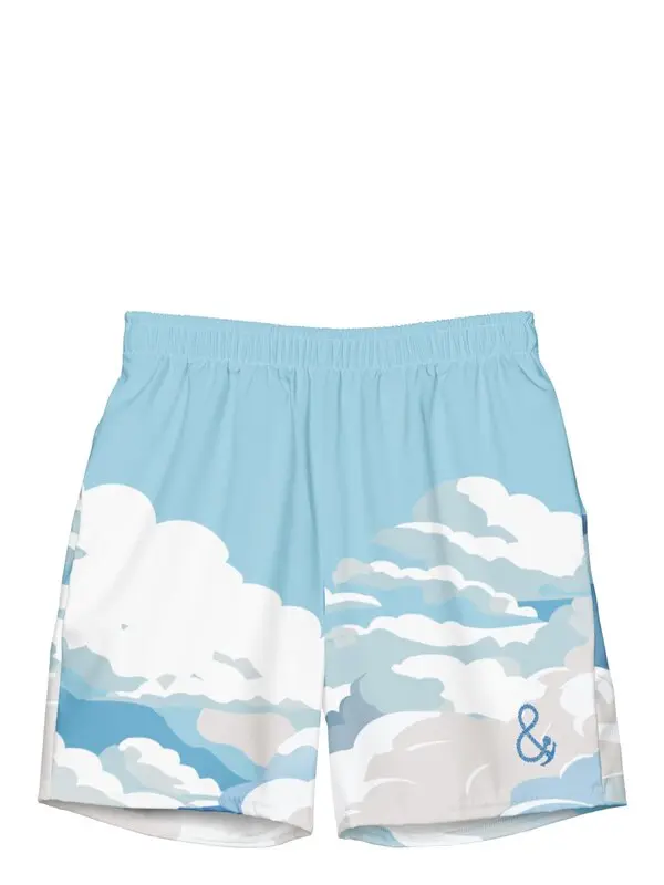ANCHOR & CREW Cloud Thoughts Pattern Recycled Fabric Swim Shorts - Blue