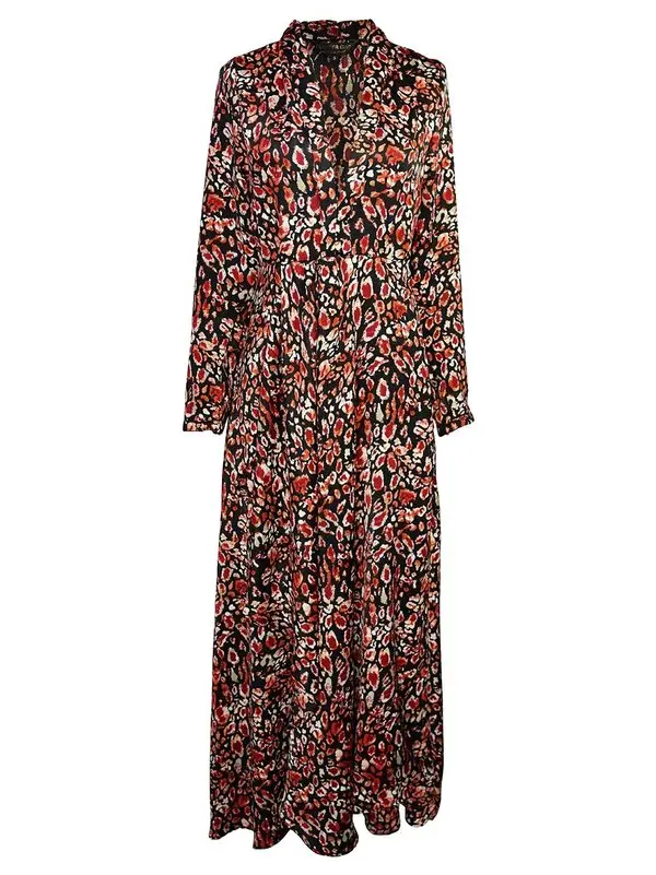 JENNAFER GRACE Sasha Leopard Minaret Dress - Black/red