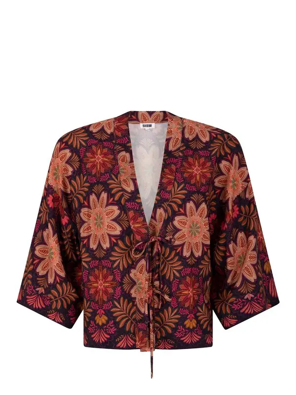 IN OUR NAME Chappal Short Printed Kimono - Pink