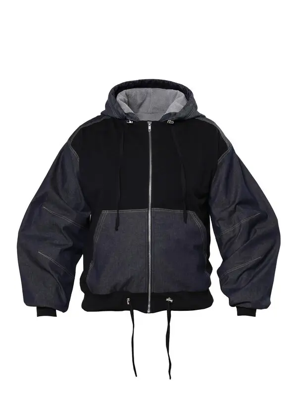 METAMORPHOZA S Bomber Jacket With Denim Panels - Blue
