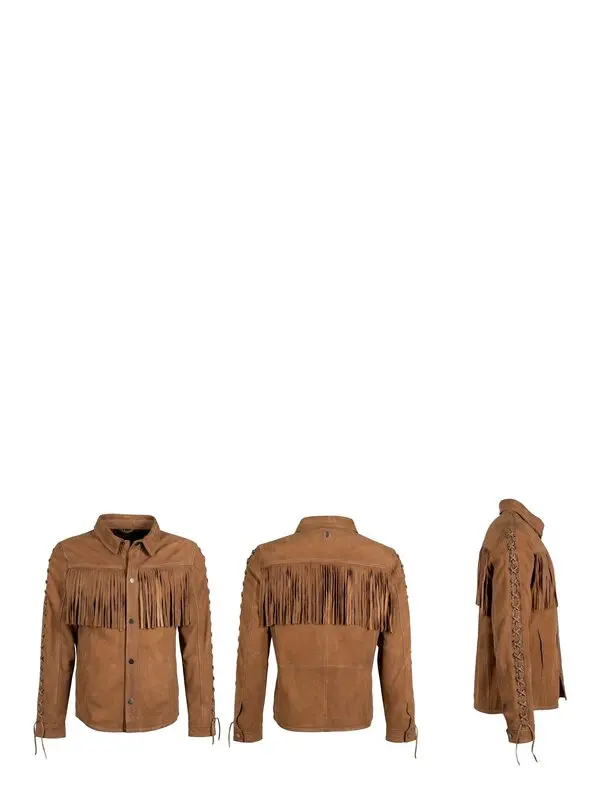 Mauritius Western Fringe Leather Jacket Bufort Cognac - Brown