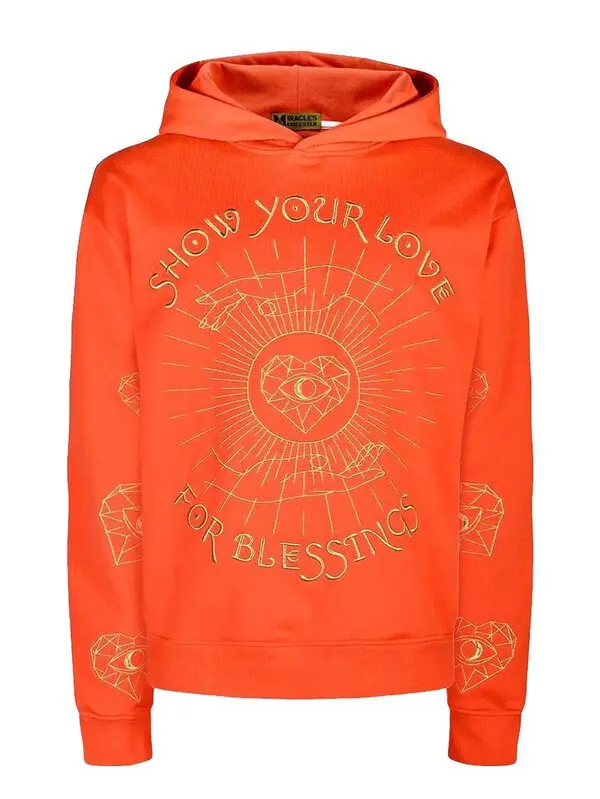 MIRACLES MANIFESTER Show Your Love Affirmation Embroidered Hoodie - Orange