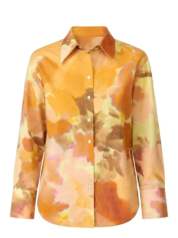 EXQUISE Chloris Long Sleeve Shirt Multi Color - Orange