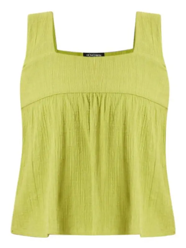 KNOWN SUPPLY Organic Gauze Tank Oaklee Martini Olive - Green