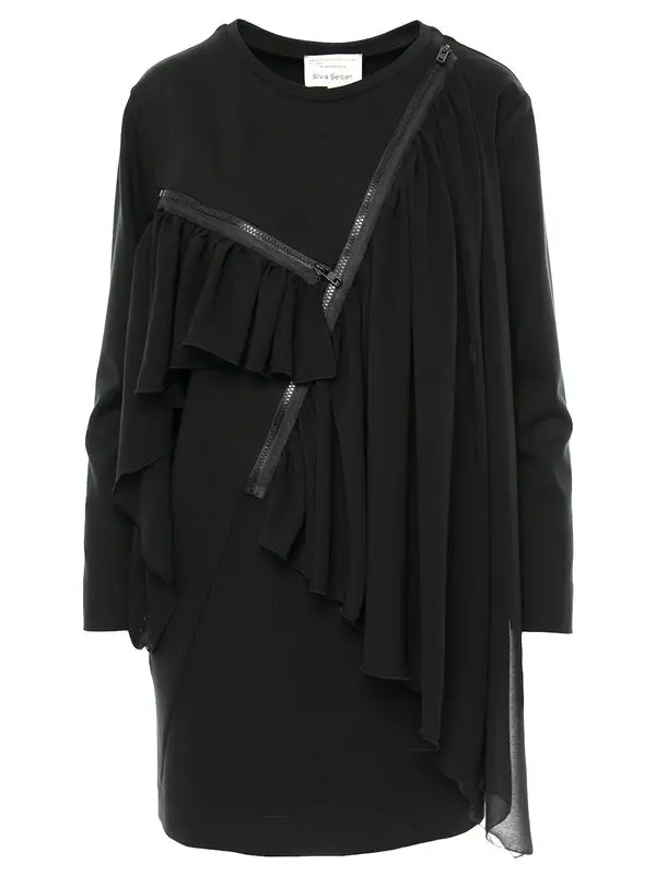 SILVIA SERBAN Mini Dress With Detachable Ruffled Applications - Black