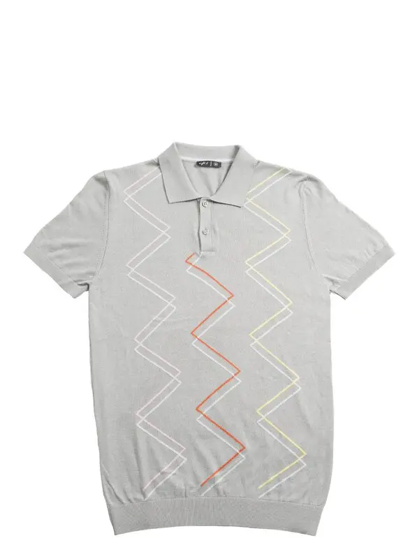 EIGHT X Zig Zag Knit Polo - Grey