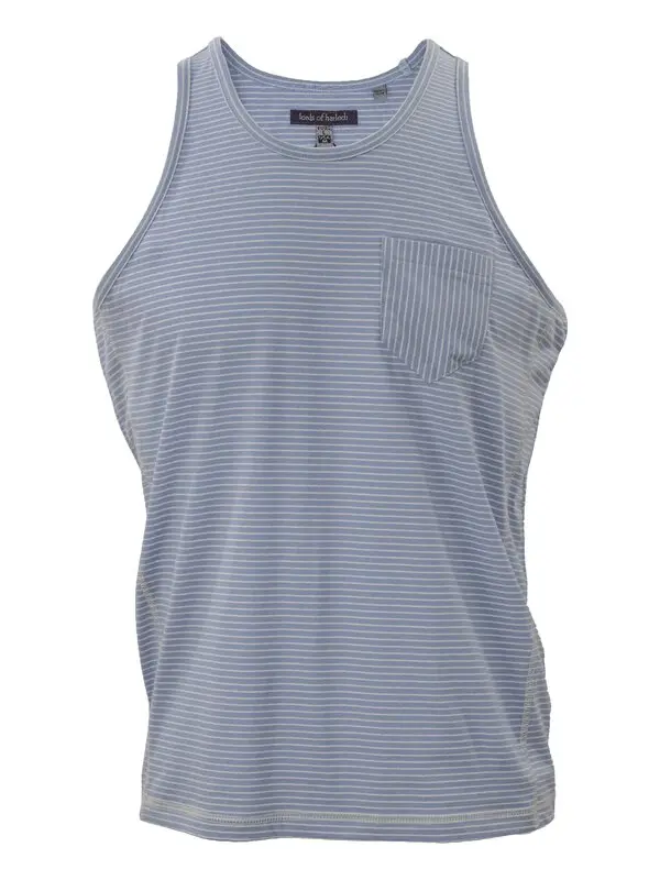 LORDS OF HARLECH Blue / White Tristan Tank Sky & White Stripe - Blue/white
