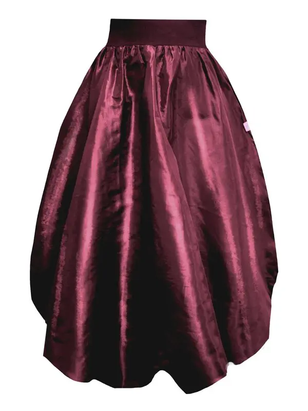 FROCK TALES Enoki Puffball Skirt In Burgundy Taffeta - Red