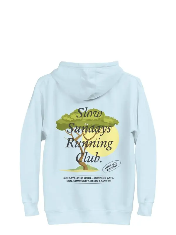 ANCHOR & CREW Sky Savannah Slow Sundays Running Club Cotton Blend Hoodie - Blue