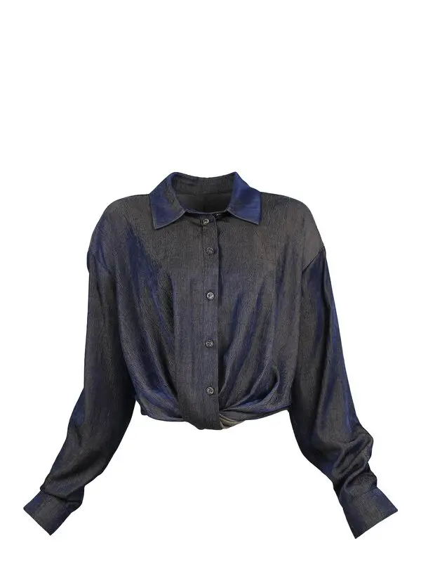 LALIPOP DESIGN Relaxed Shirt With Draped Front Hem - Blue